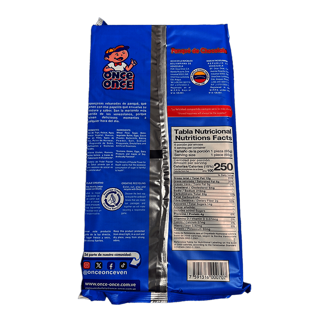 Panque Once Once Chocolate (6 Unid/350g) - Budare Bistro
